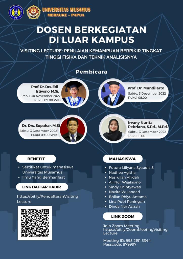 Kegiatan Dosen di Luar Kampus - Visiting Professor | Program Studi Pendidikan Fisika